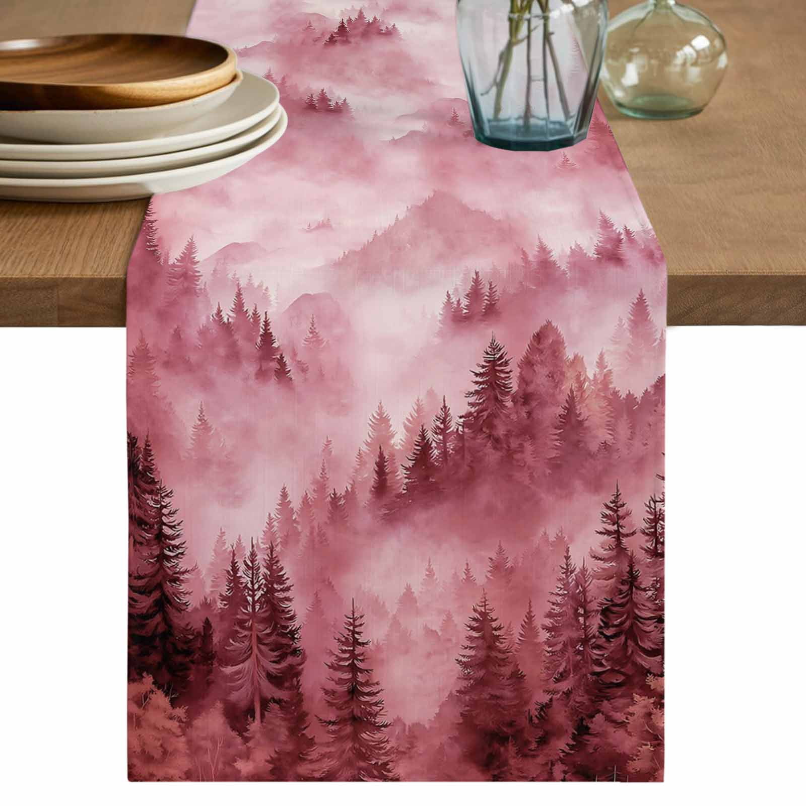 Table Runner 60 Inches Long for Kitchen Dining, Pink Mountain Dresser ...