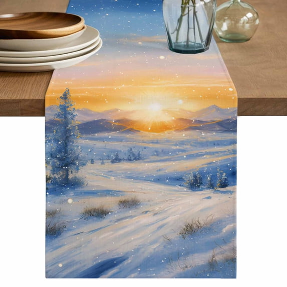 Table Runner 60 Inches Long for Kitchen Dining, Winter Landscapes ...