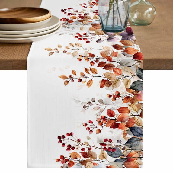 Table Runner 70 Inches Long for Kitchen Dining, Eucalyptus Leaves ...