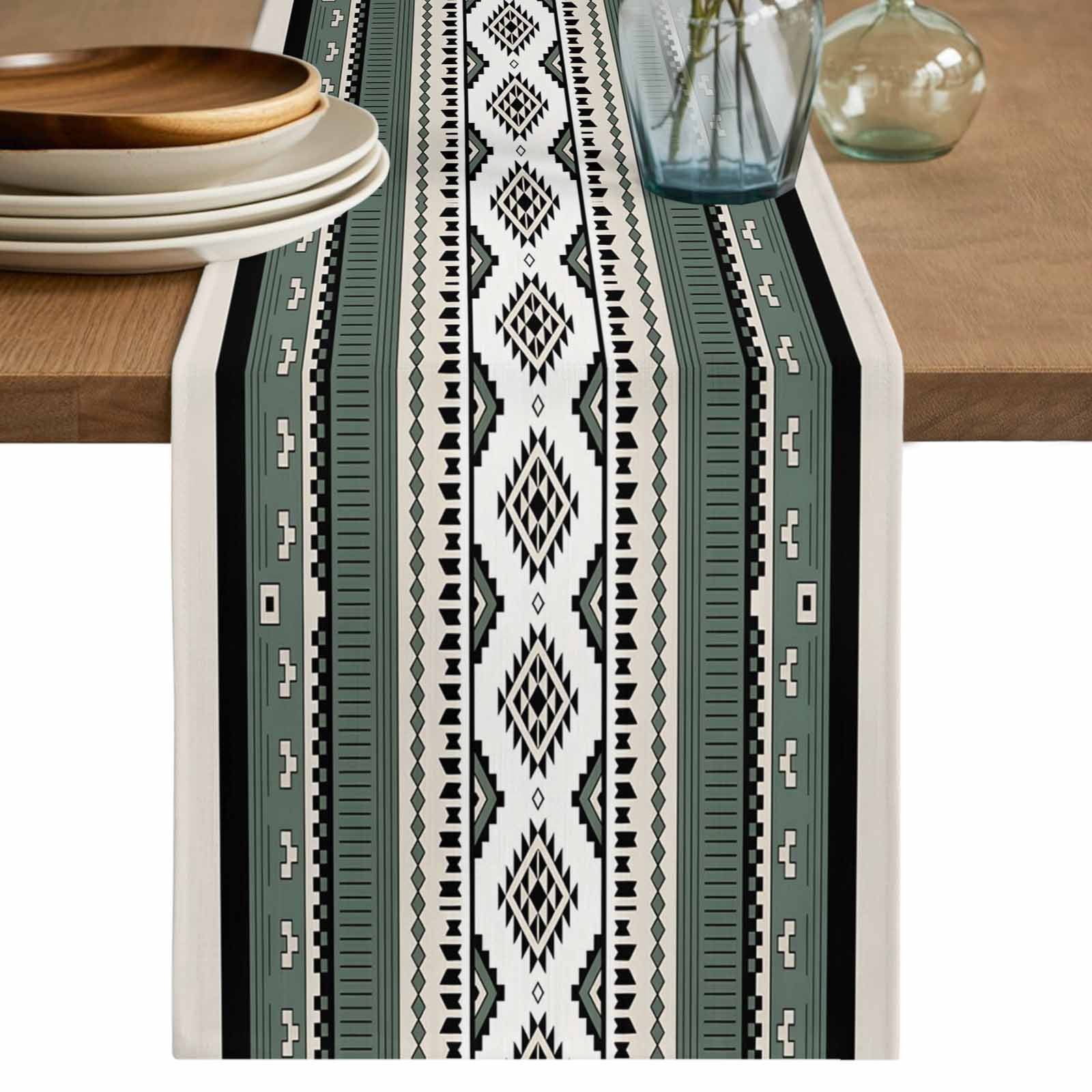 Table Runner 70 Inches Long for Kitchen Dining, Sage Green Boho Dresser ...