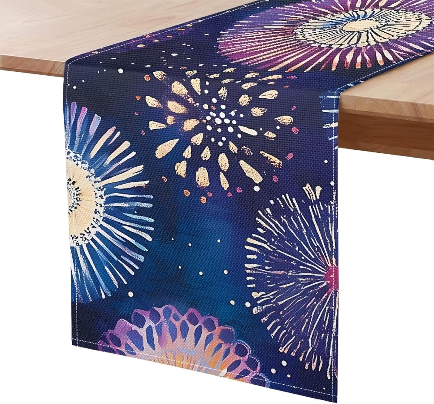 Table Runner 72 Inches Long Fireworks Print Table Runner Tablescape ...