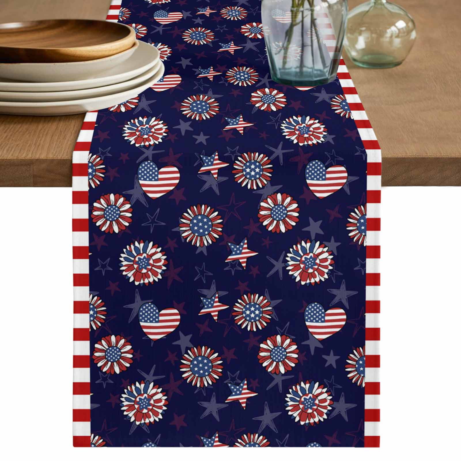 Table Runner 72 Inches Long for Kitchen Dining, 4th of July Dresser ...