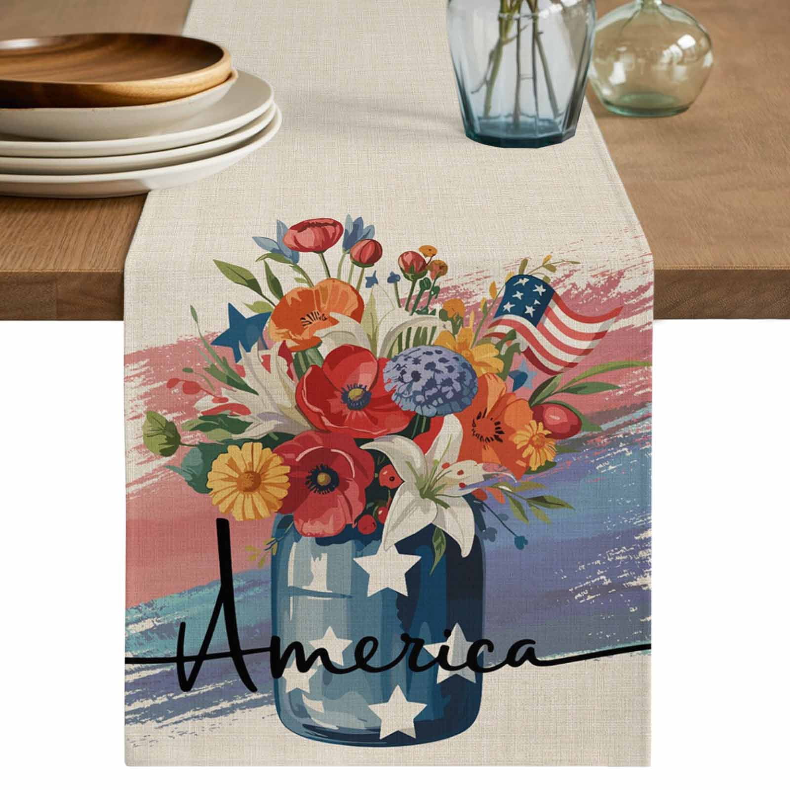 Table Runner 72 Inches Long for Kitchen Dining, 4th of July Dresser ...