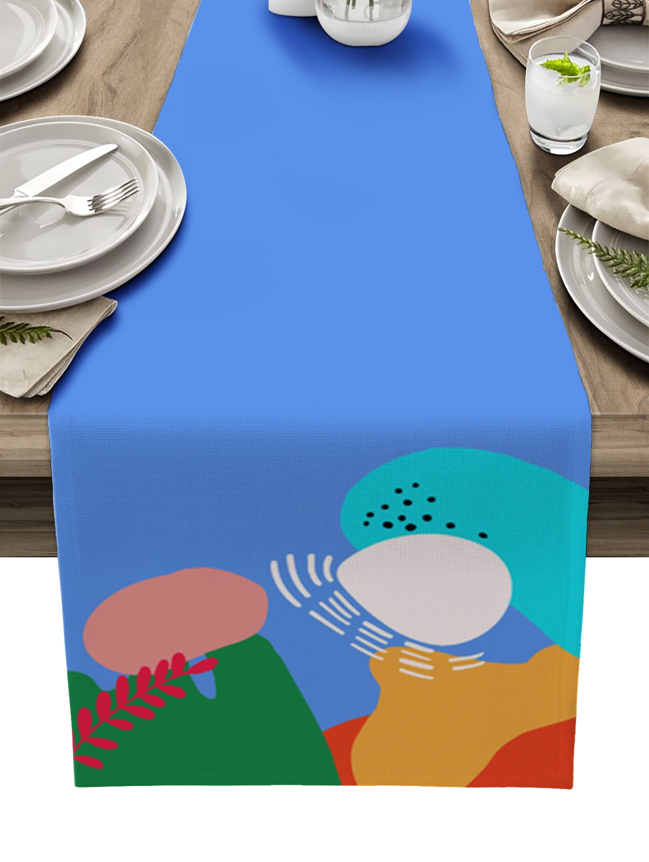 Table Runner 72 Inches Long for Kitchen Dining, Abstract Contemporary ...