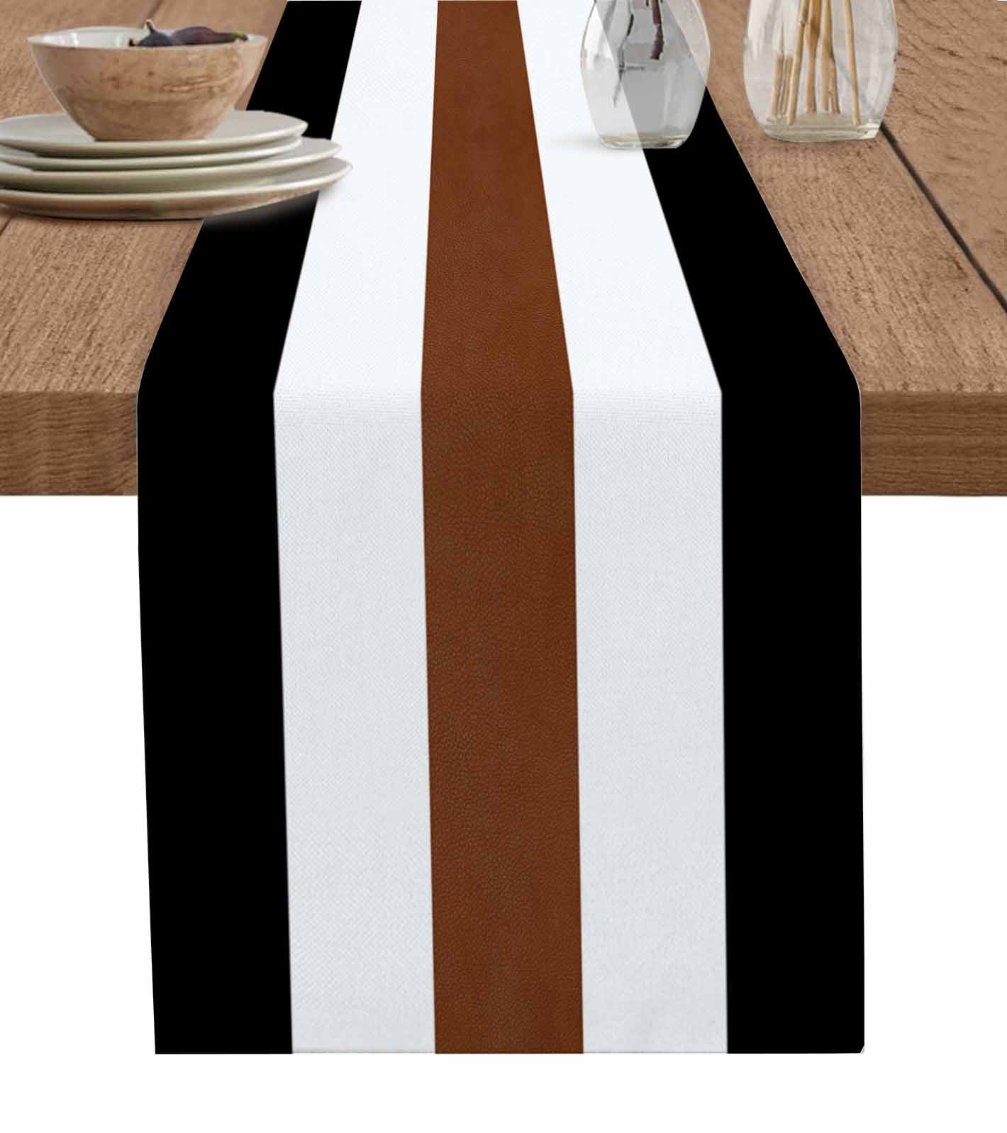 Table Runner 72 Inches Long for Kitchen Dining, Brown Black White Boho Dresser Scarf Farmhouse ...