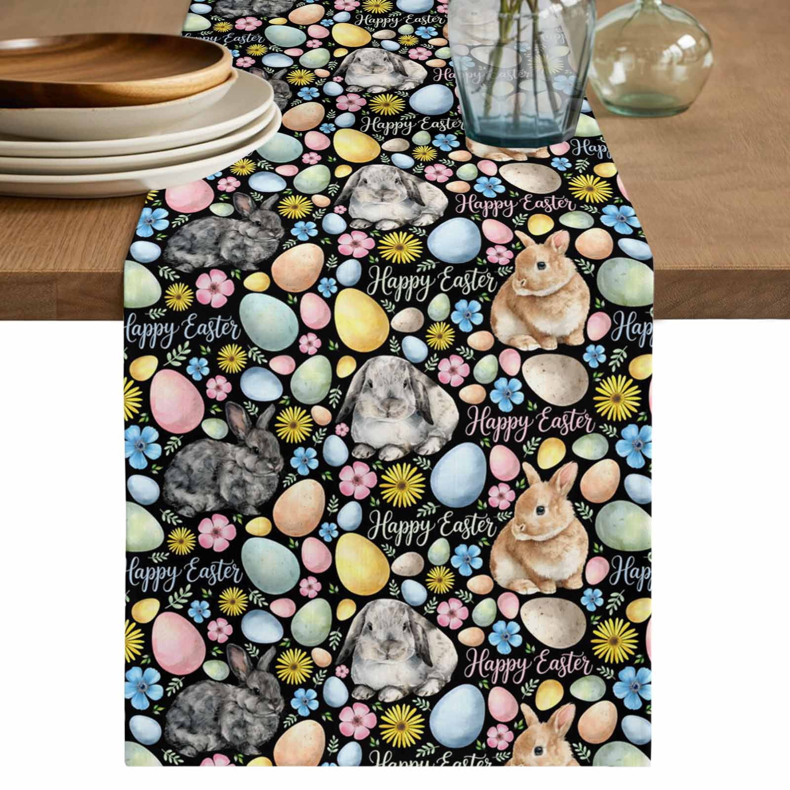 Table Runner 72 Inches Long for Kitchen Dining, Happy Easter Dresser ...