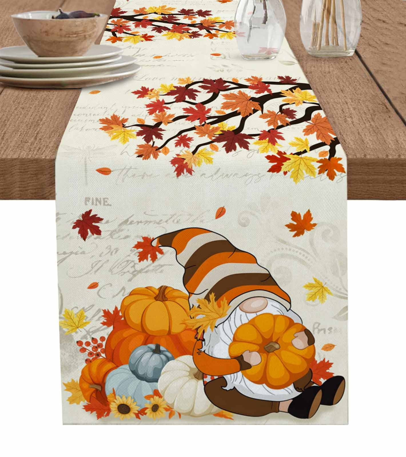 Table Runner 72 Inches Long for Kitchen Dining, Orange Pumpkin Fall ...