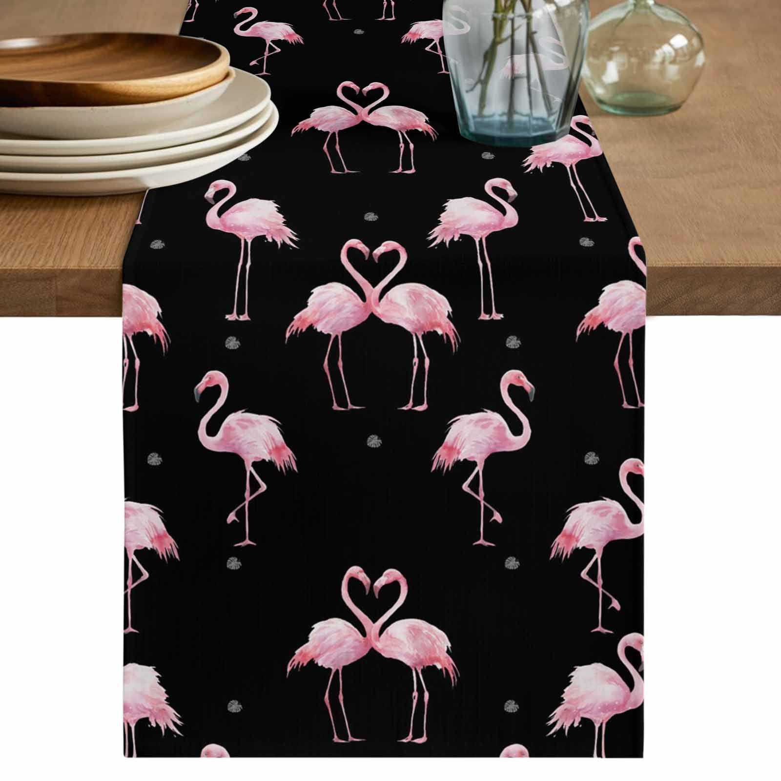 Table Runner 72 Inches Long for Kitchen Dining, Pink Flamingo Dresser ...