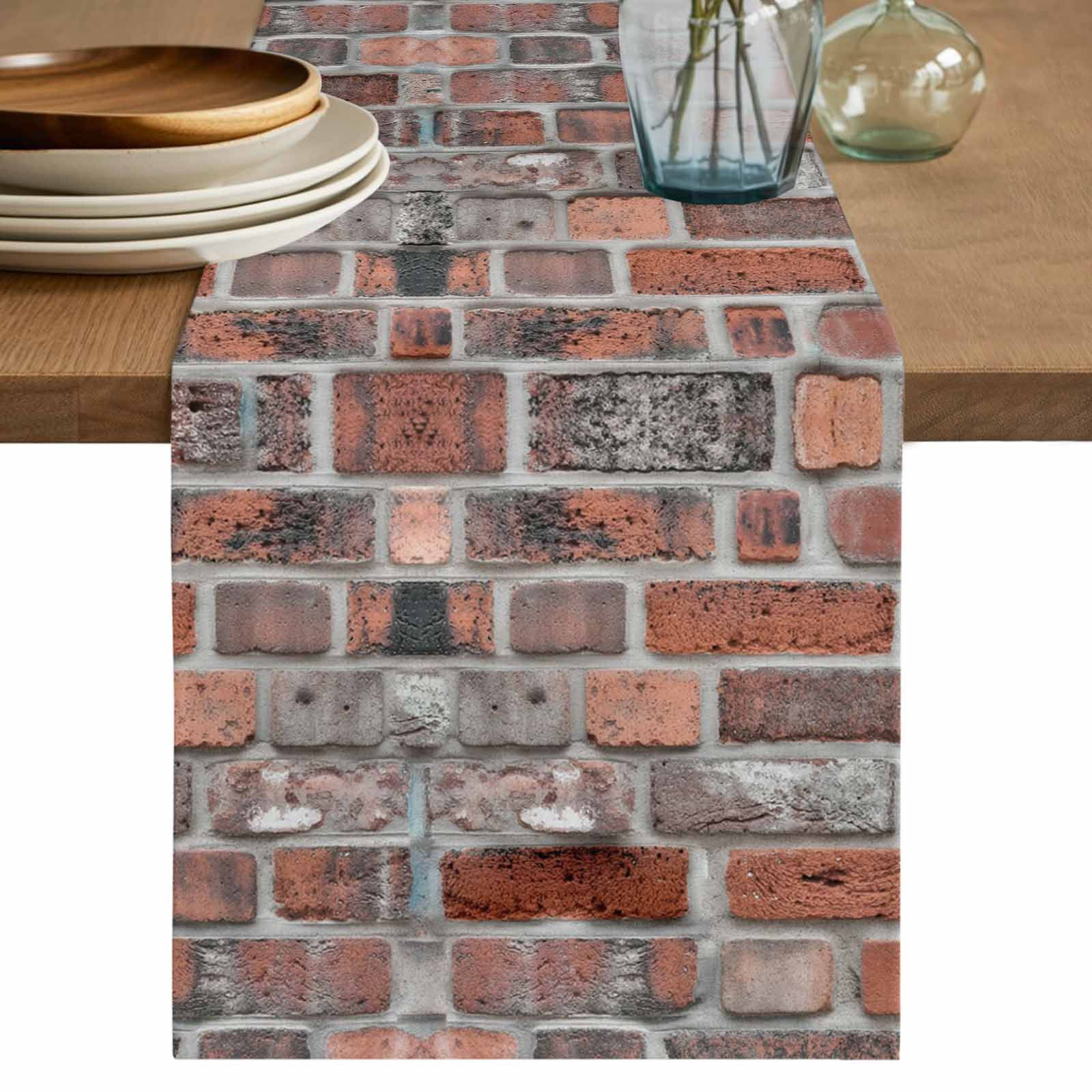 Table Runner 72 Inches Long for Kitchen Dining, Red Brick Wall Dresser ...