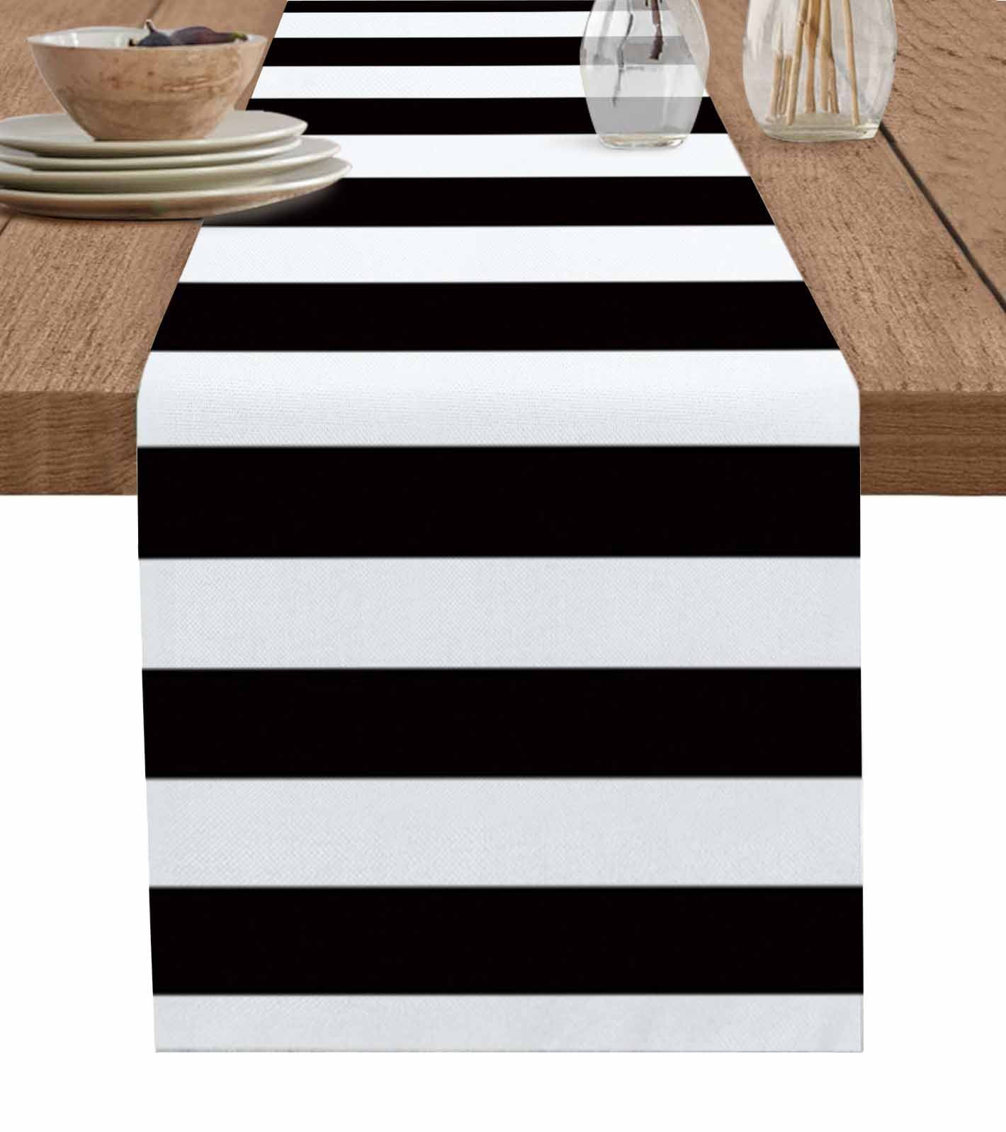 Table Runner 72 Inches Long for Kitchen Dining, Simple Black White ...