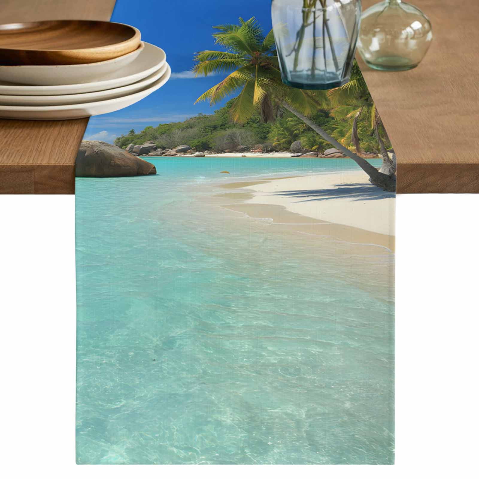 Table Runner 72 Inches Long for Kitchen Dining, Summer Beach Dresser ...