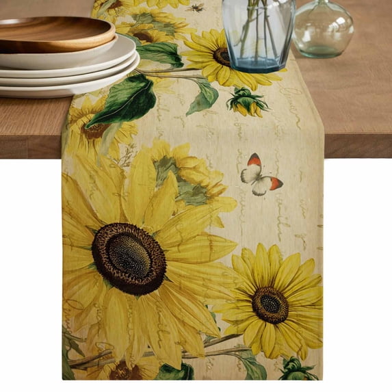 Table Runner 72 Inches Long for Kitchen Dining, Sunflowers Dresser ...
