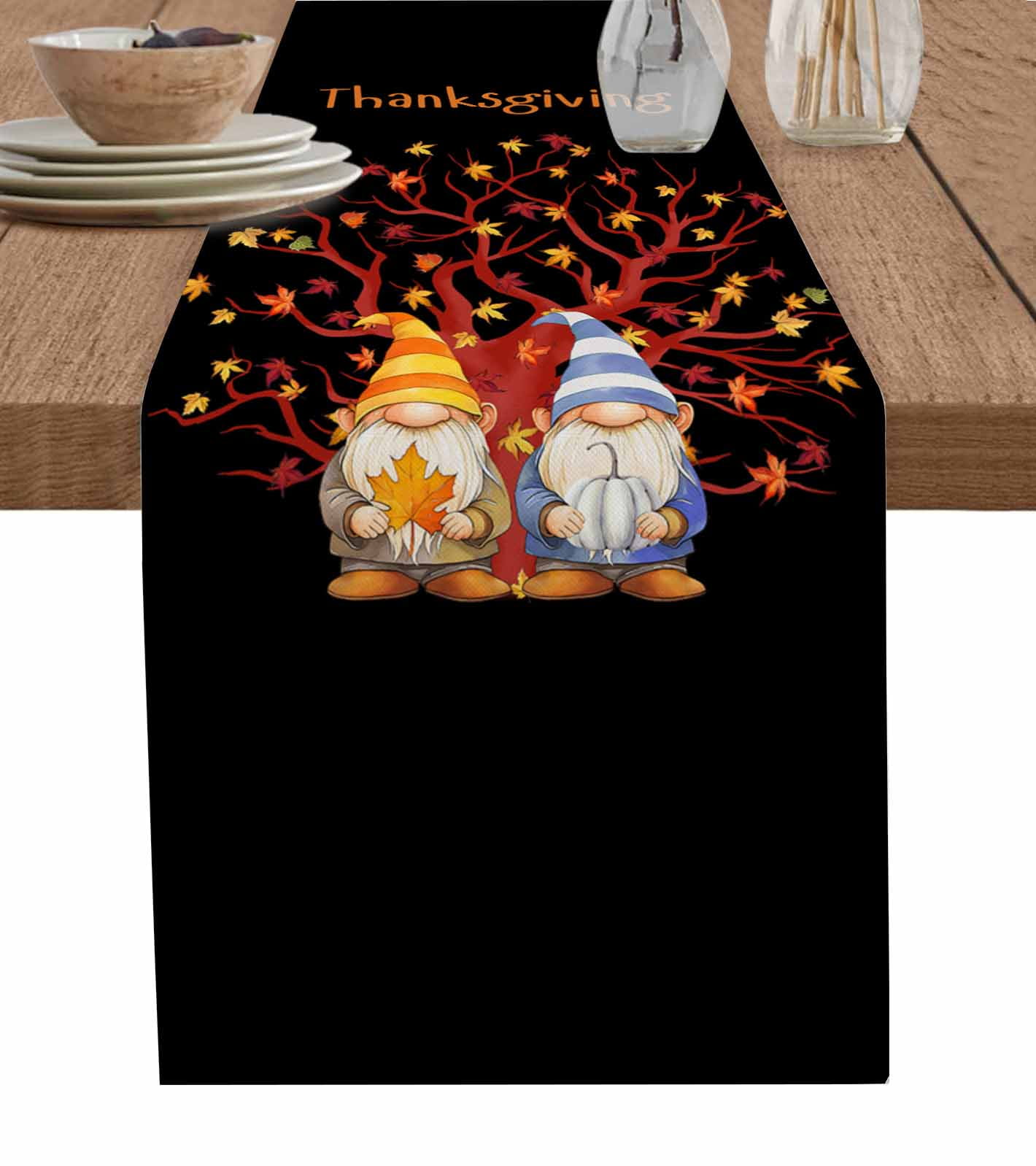 Table Runner 72 Inches Long for Kitchen Dining, Thanksgiving Gnomes ...