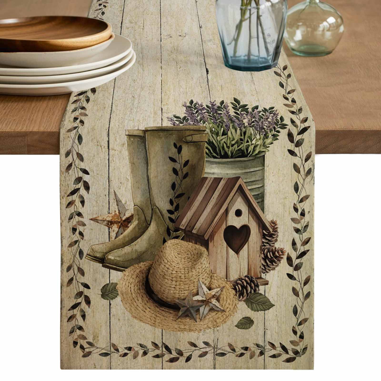 Table Runner 72 Inches Long for Kitchen Dining, Vintage Farmhouse ...