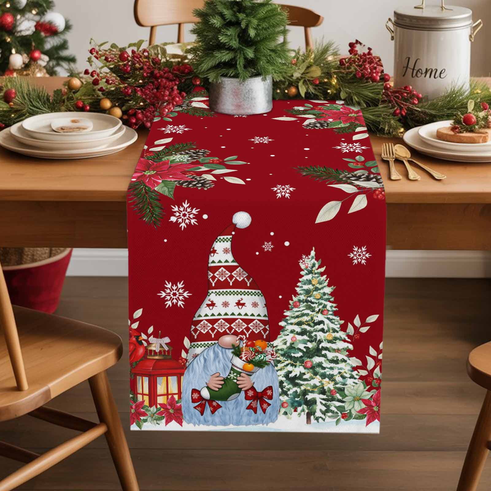 Table Runner 90 Inch Long - Christmas Tree GnomeDecorative Table Scarf ...
