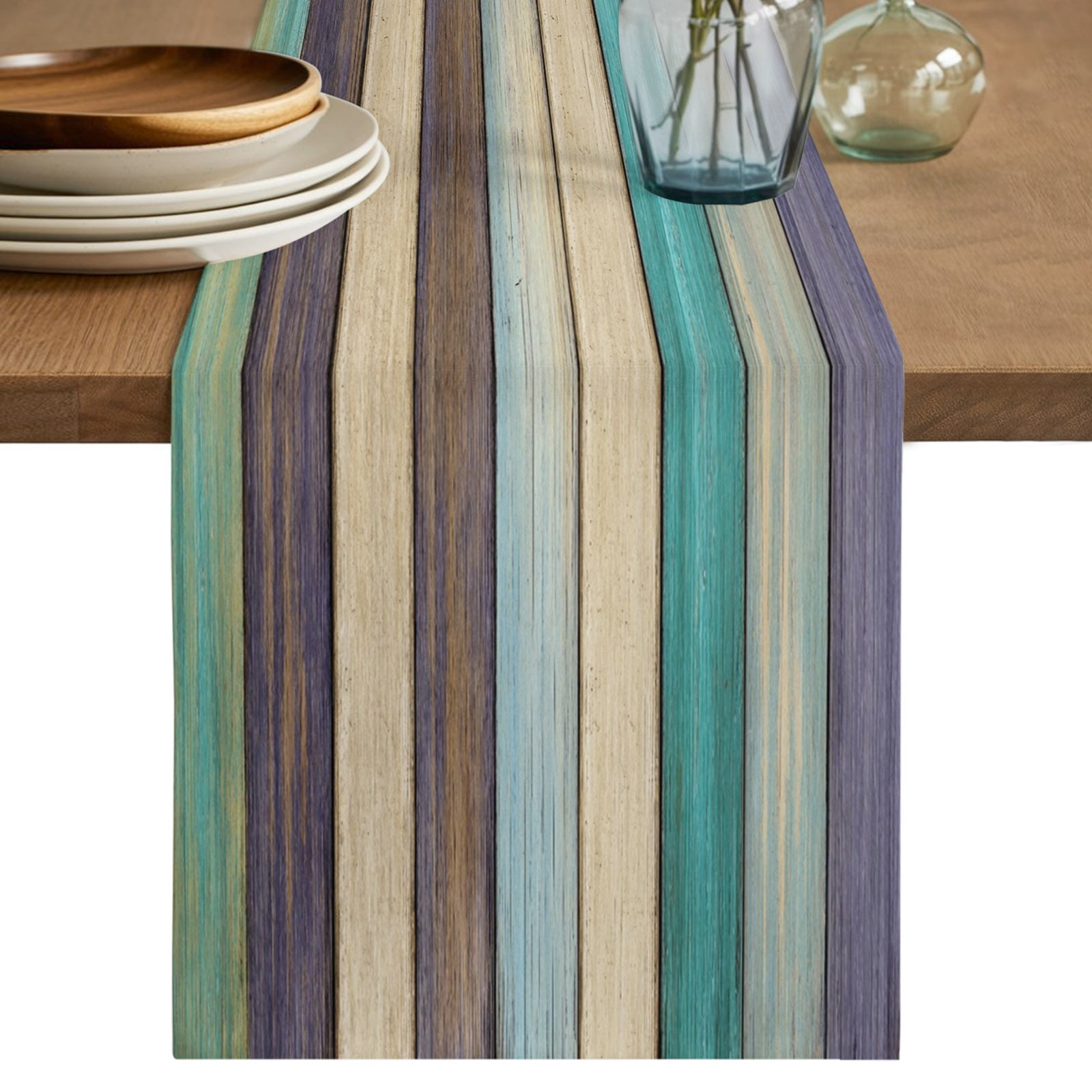 Table Runner 90 Inch Long - Farmhouse Retro Wood Board Decorative Table ...