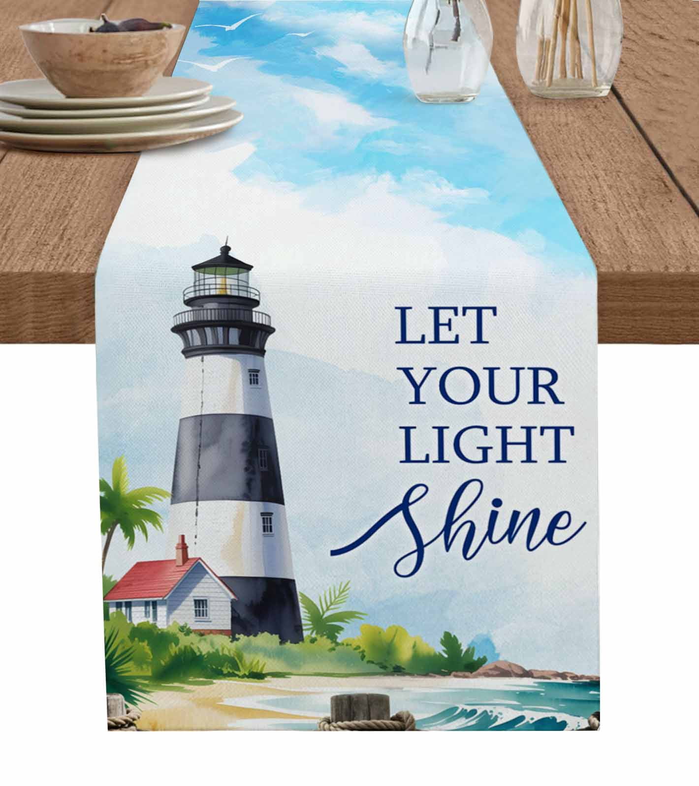 Table Runner 90 Inch Long - LET YOUR LIGHT ShineDecorative Table Scarf ...