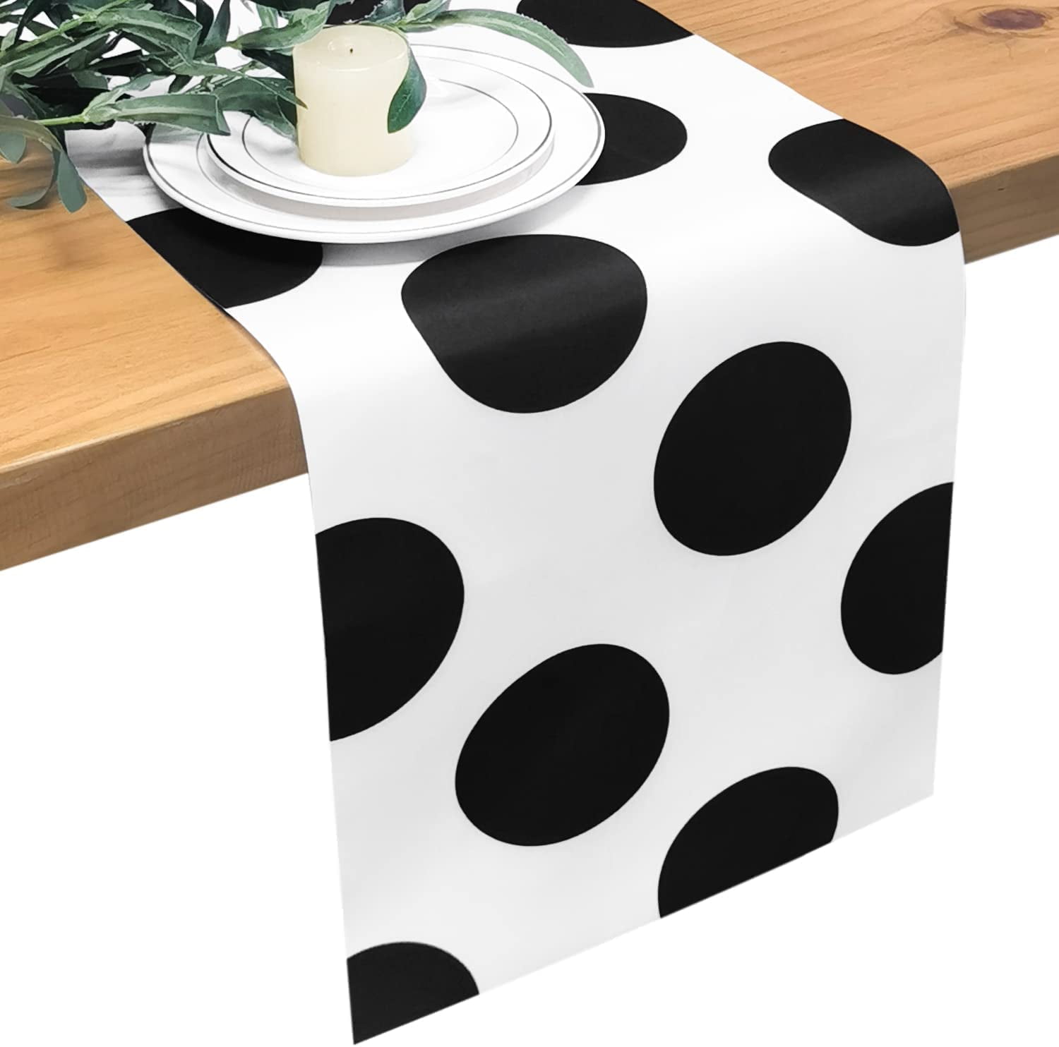 Table Runner Black Dot Black and White Signs Runner Table Decorations ...