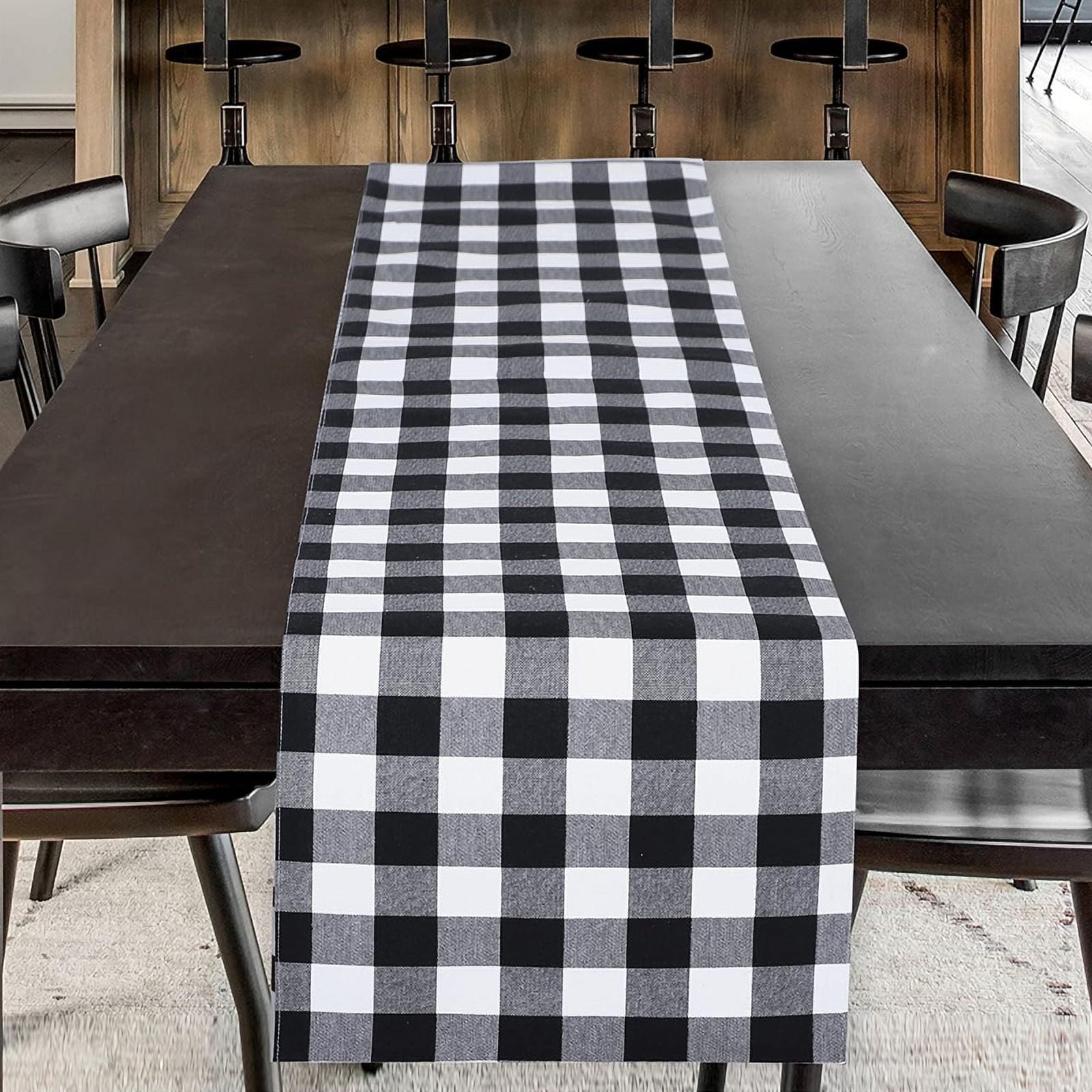Table Runner Black and White Checkered Gingham Table Runners for Dinner ...