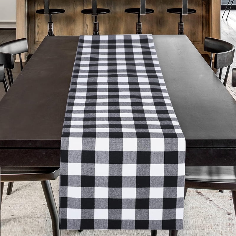 Table Runner Black and White Checkered Gingham Table Runners for Dinner ...