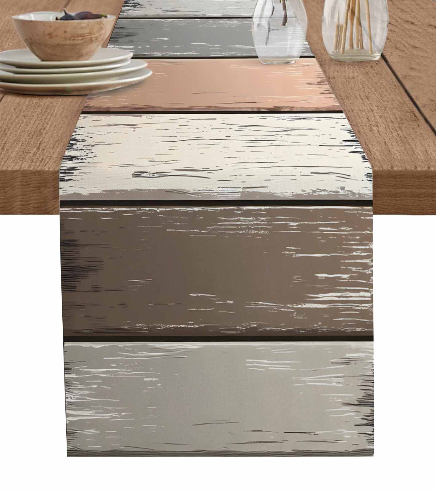 Table Runner Brown Beige Stripes Table Decoration for Kitchen Dinning ...