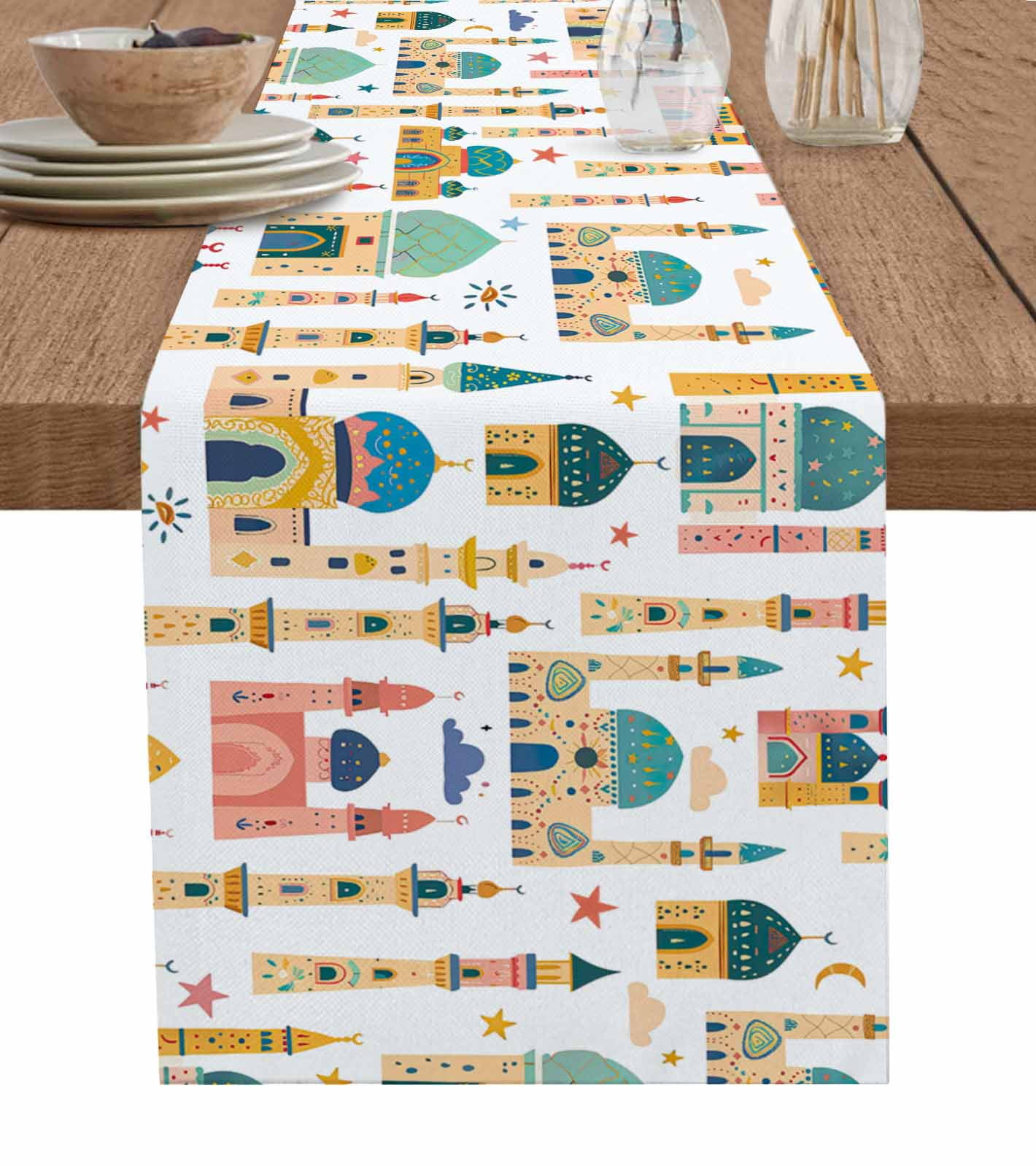 Table Runner Castle Stars Moon Table Decoration for Kitchen Dinning ...