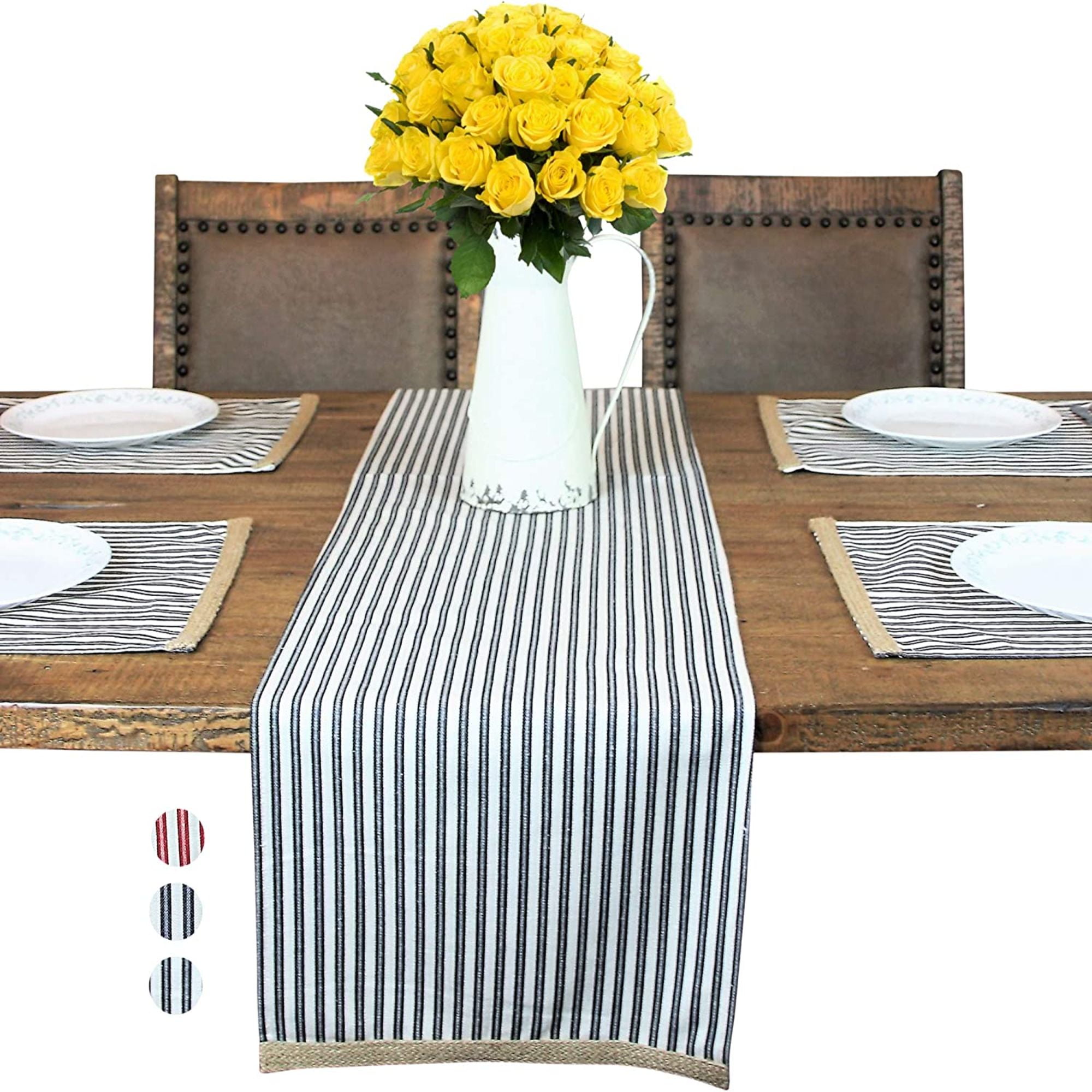 Table Runner, Deluxe Table Runner for Dining Tables, Modern Jute Trim ...