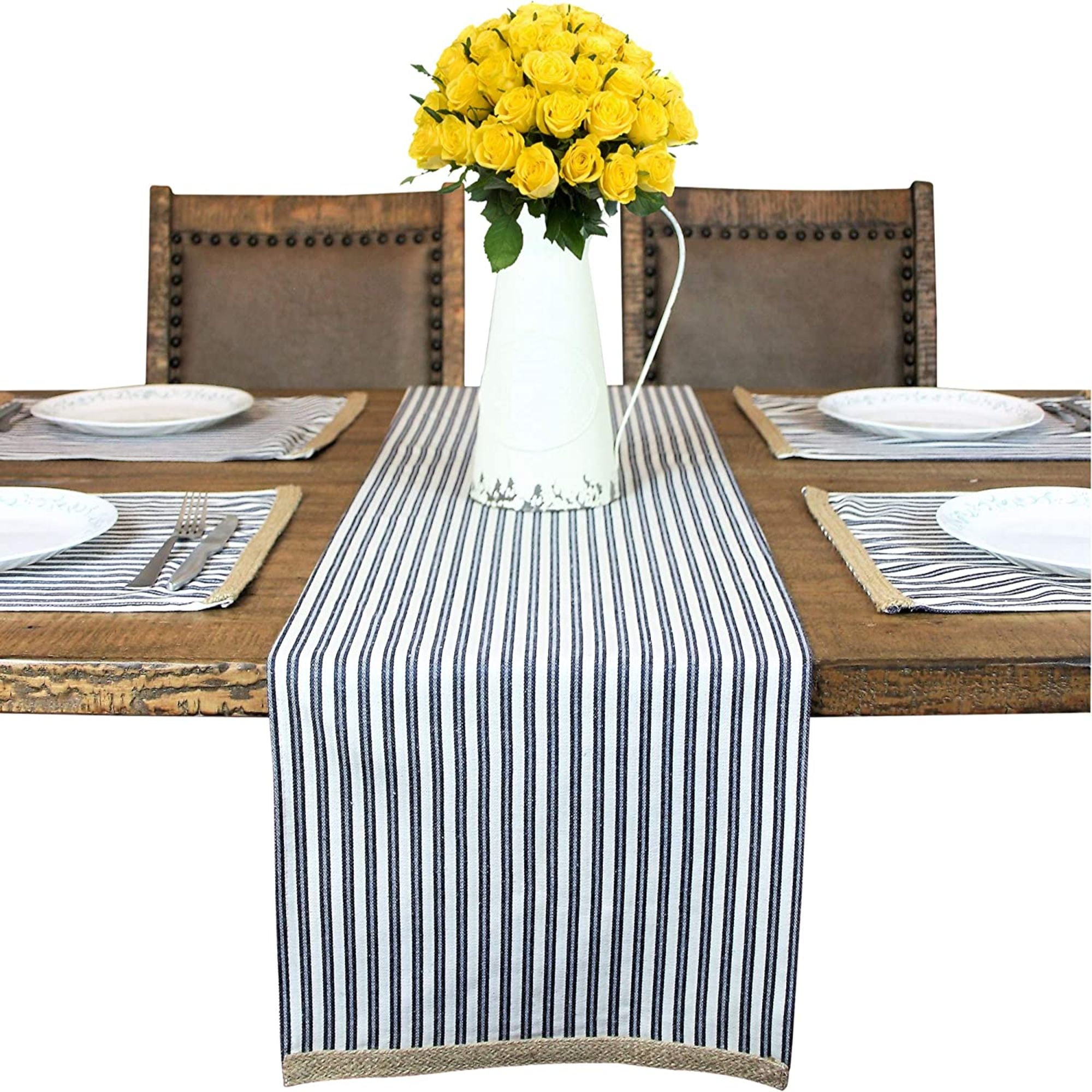 Table Runner, Deluxe Table Runner for Dining Tables, Modern Jute Trim ...