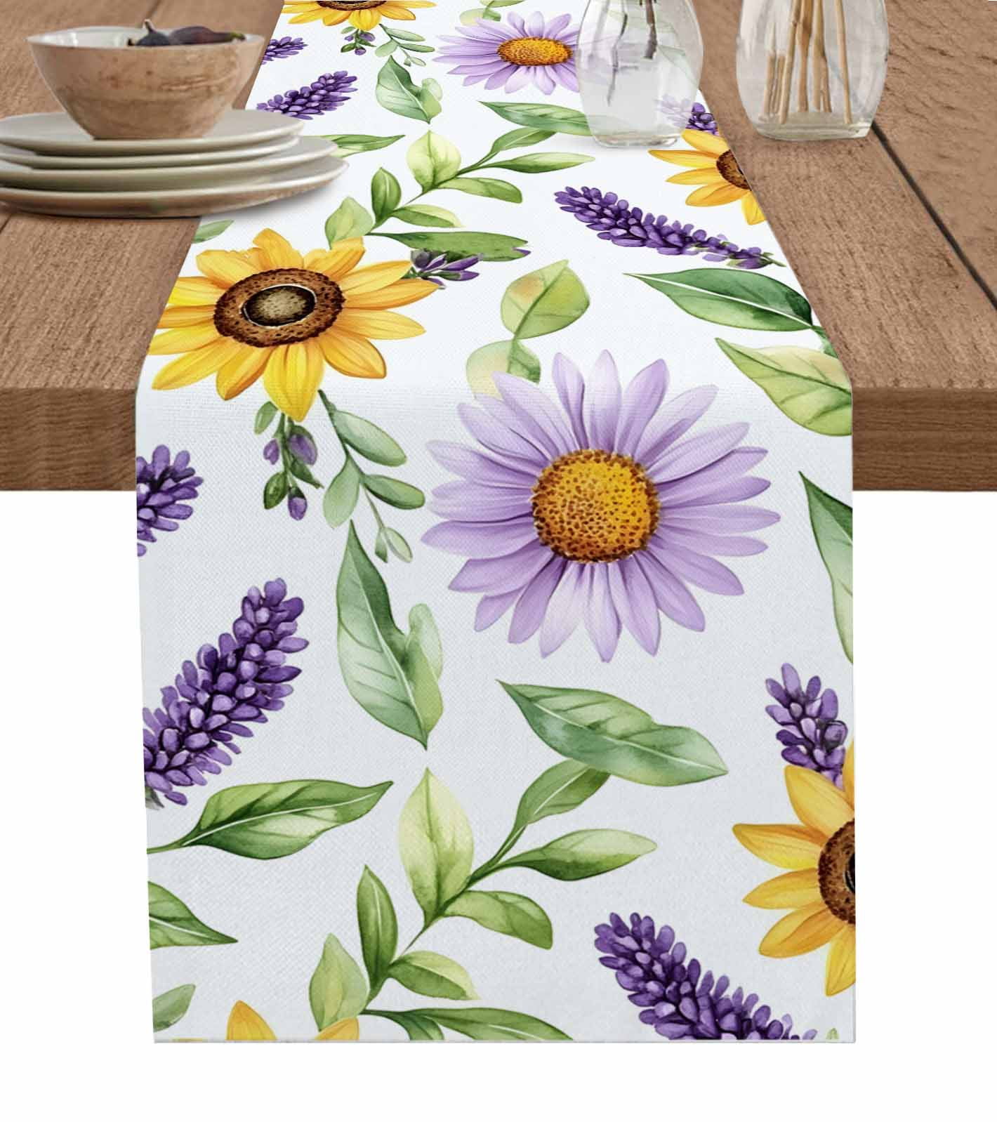 Table Runner Dresser Scarf 13 x 36 Inch Spring Sunflower Lavender ...