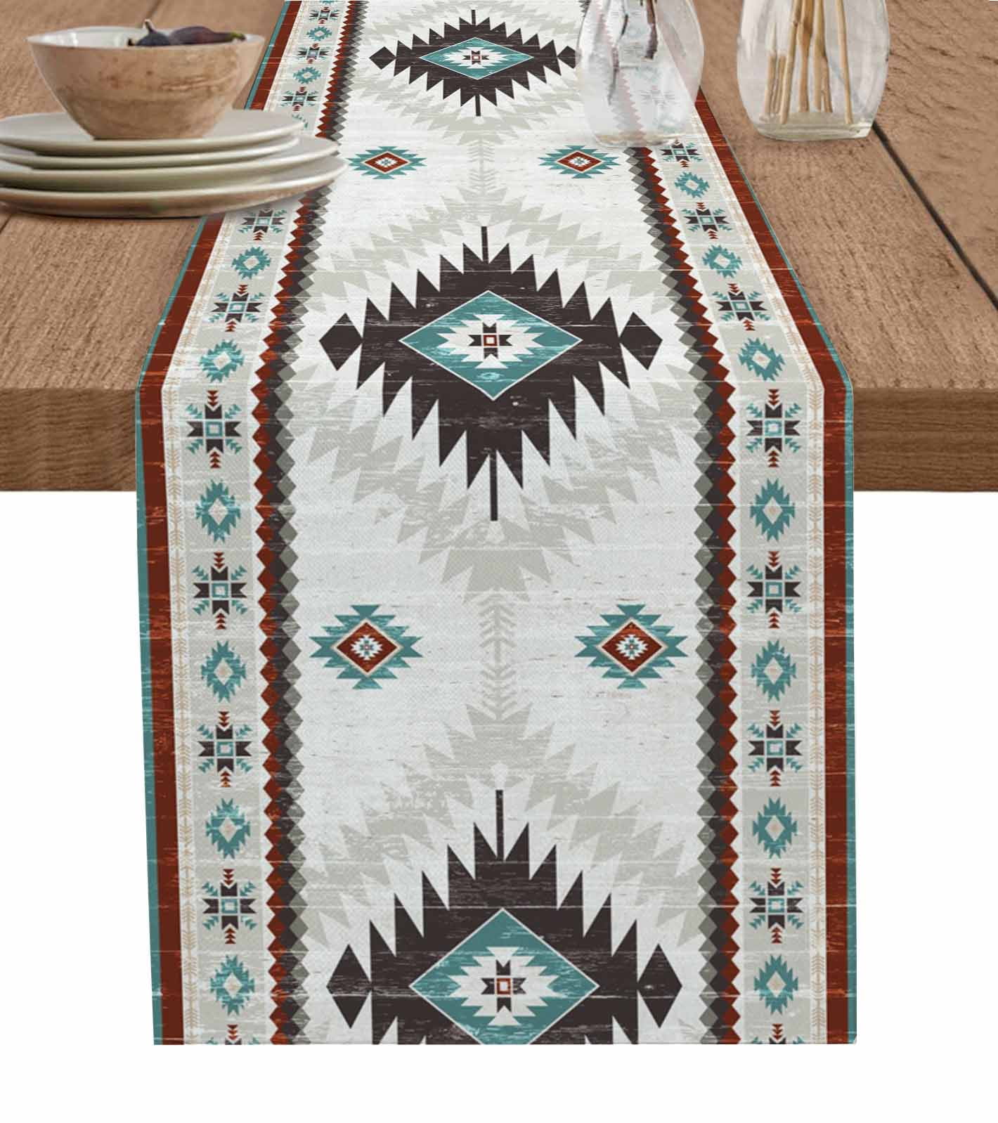 Table Runner Dresser Scarf 13 x 48 Inch Vintage Aztec Ethnic Tribal ...