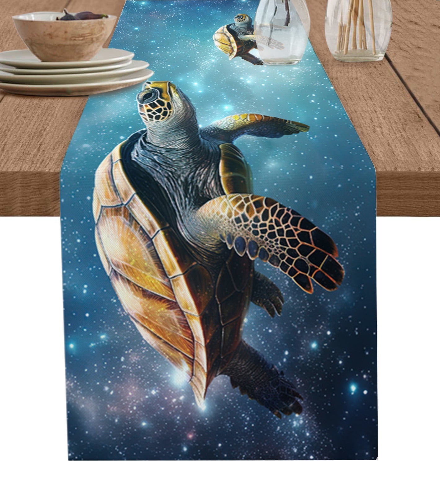 Table Runner Dresser Scarf 13 x 60 Inch Abstract Ocean Sea Turtle in ...