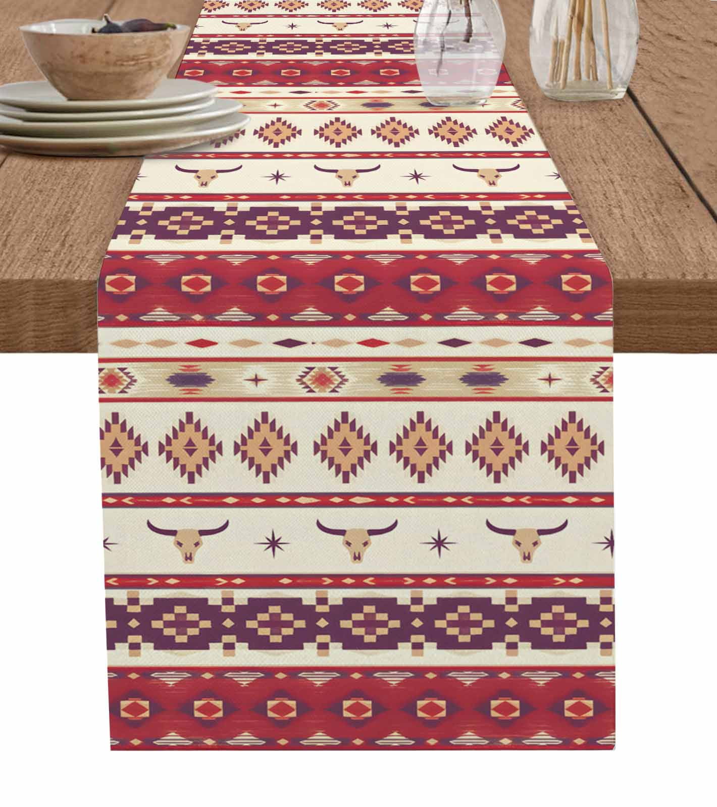 Table Runner Dresser Scarf 13 x 60 Inch Blue Pink Wood Grain Vintage ...