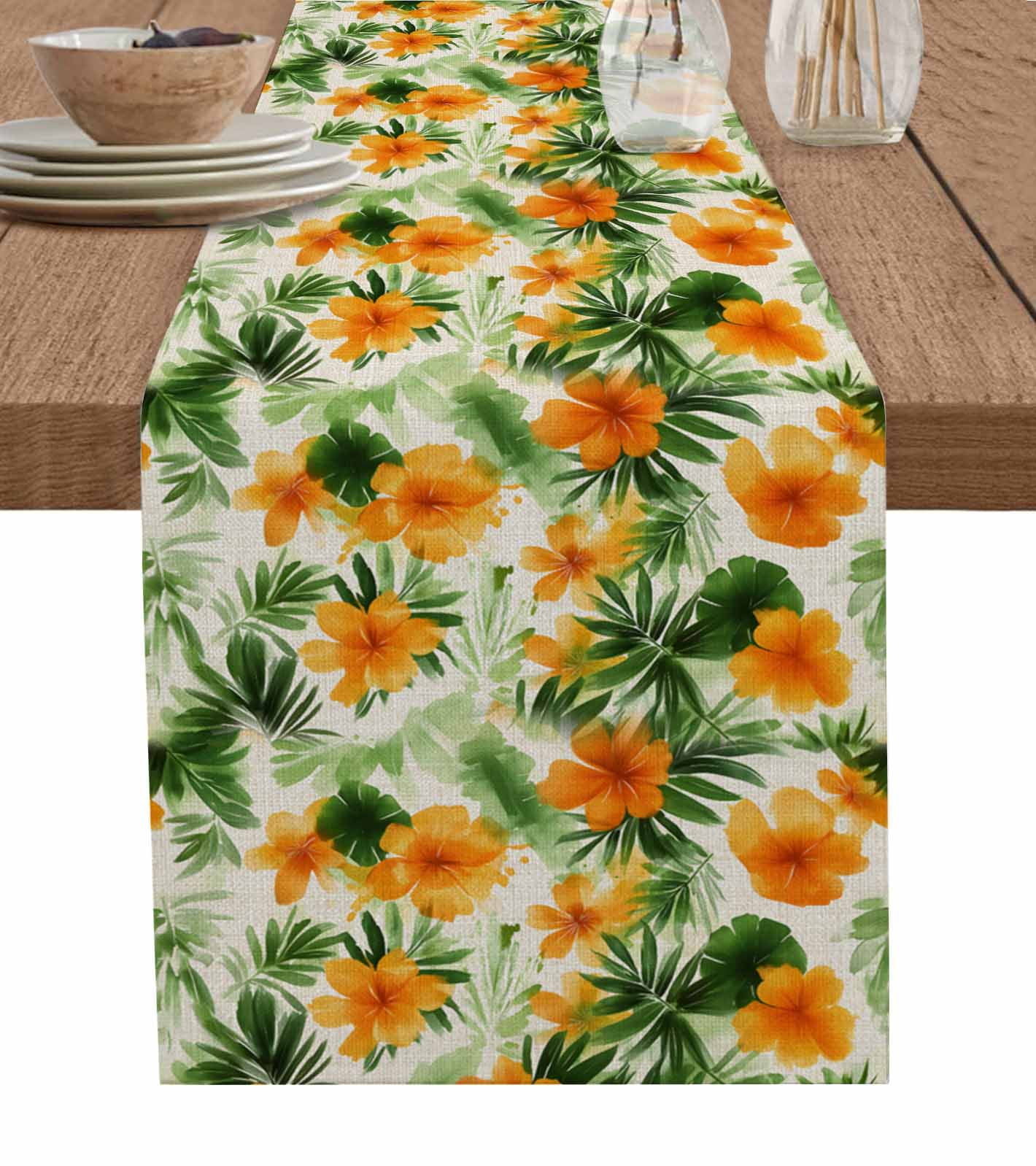 Table Runner Dresser Scarf 13 x 60 Inch Summer Watercolor Tropical ...