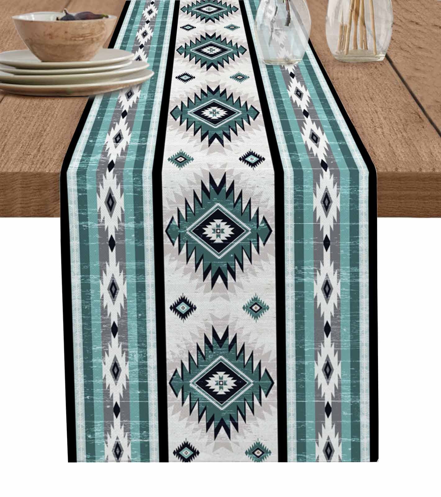 Table Runner Dresser Scarf 13 x 70 Inch Teal Green Southwestern Native ...