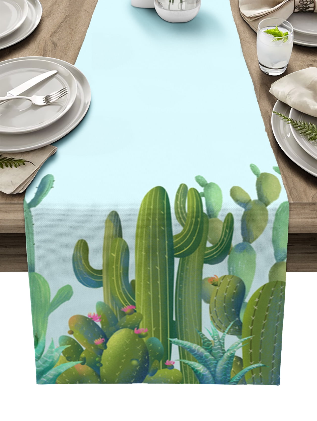 Table Runner Dresser Scarf 13 x 72 Inch Summer Tropical Cactus ...