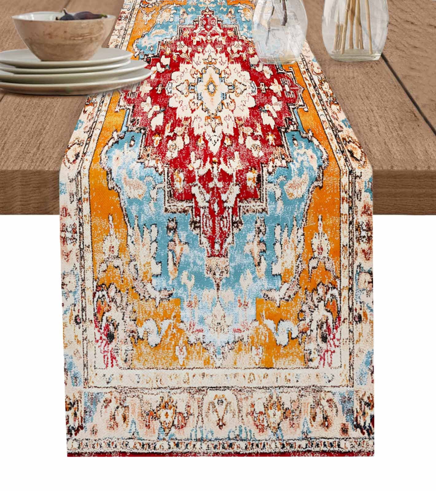 Table Runner Dresser Scarf 13 x 72 Inch Vintage Abstract Orange ...