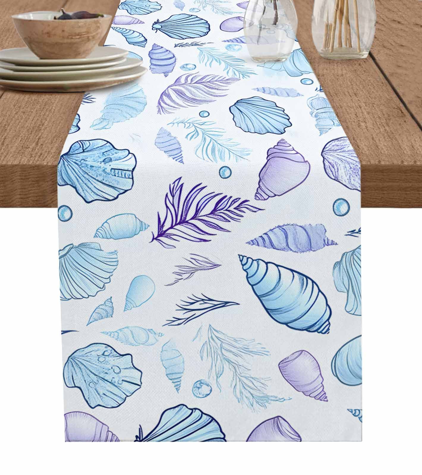 Table Runner Dresser Scarf 14 x 72 Inch Ocean Shell Beach Conch Sea ...