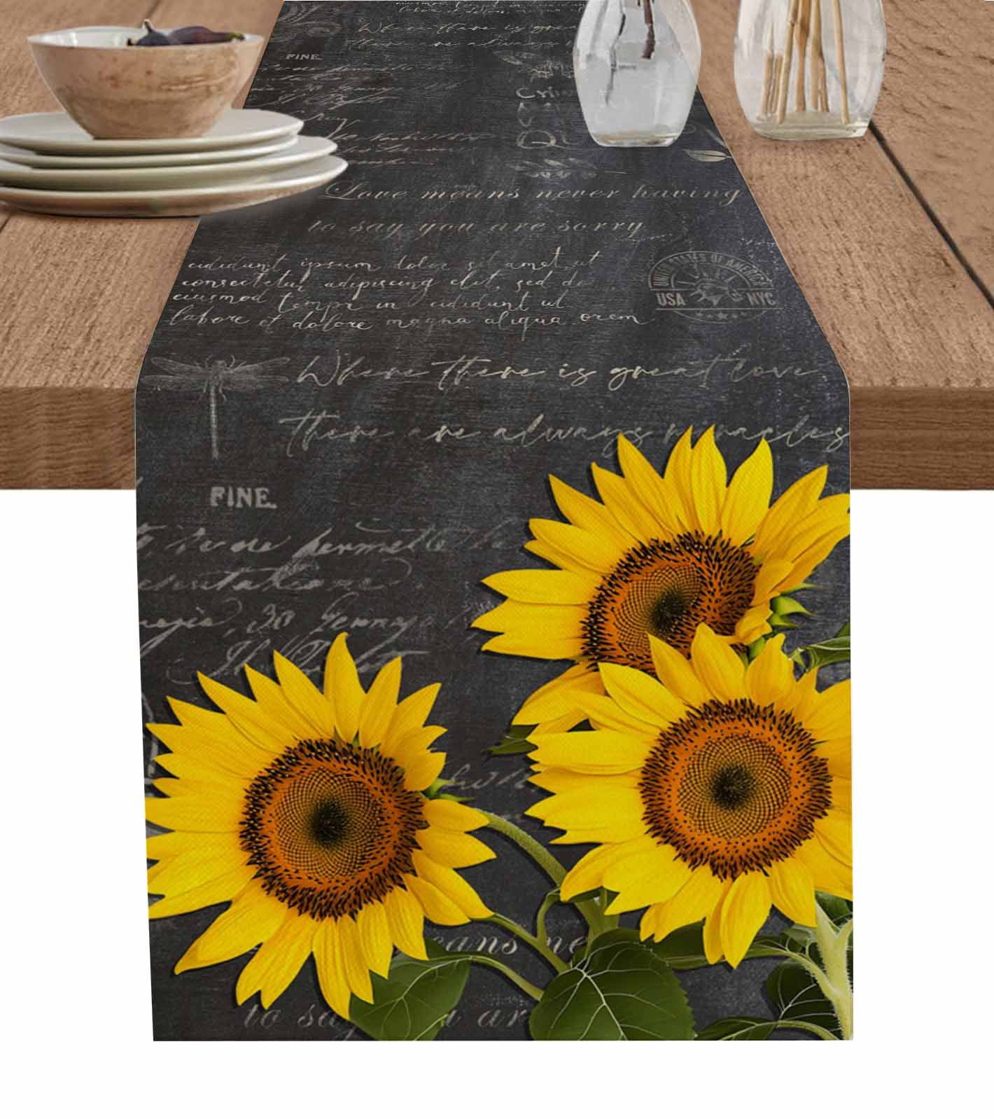 Table Runner Dresser Scarf 14 x 72 Inch Sunflower Countryside Flower ...
