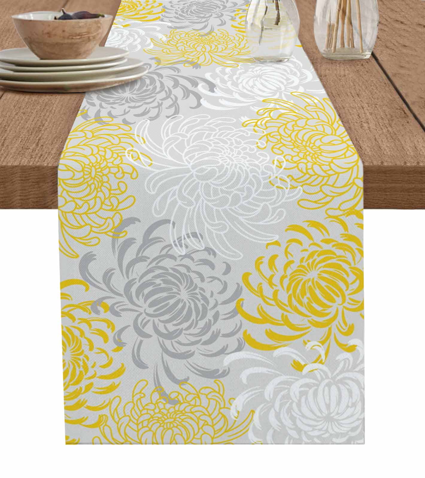 Table Runner Dresser Scarf 18 x 72 Inch Floral Pattern Outline White ...