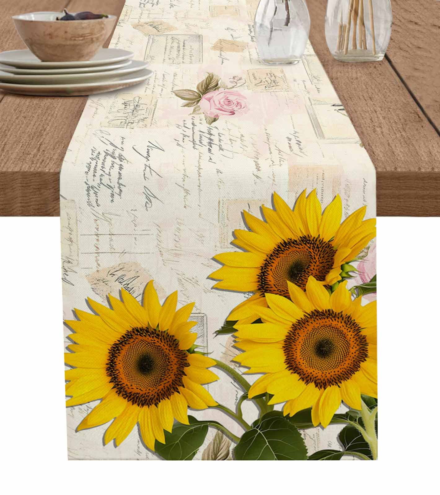 Table Runner Dresser Scarf 18 x 72 Inch Sunflower Countryside Flower ...