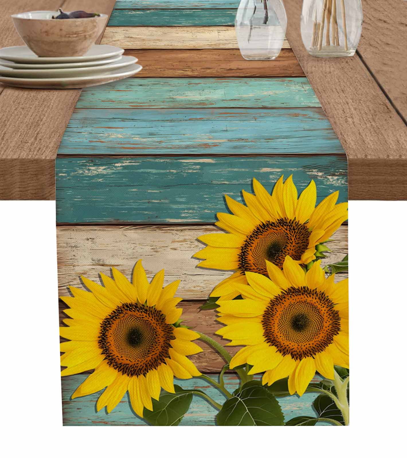 Table Runner Dresser Scarf 18 x 72 Inch Sunflower Countryside Yellow ...