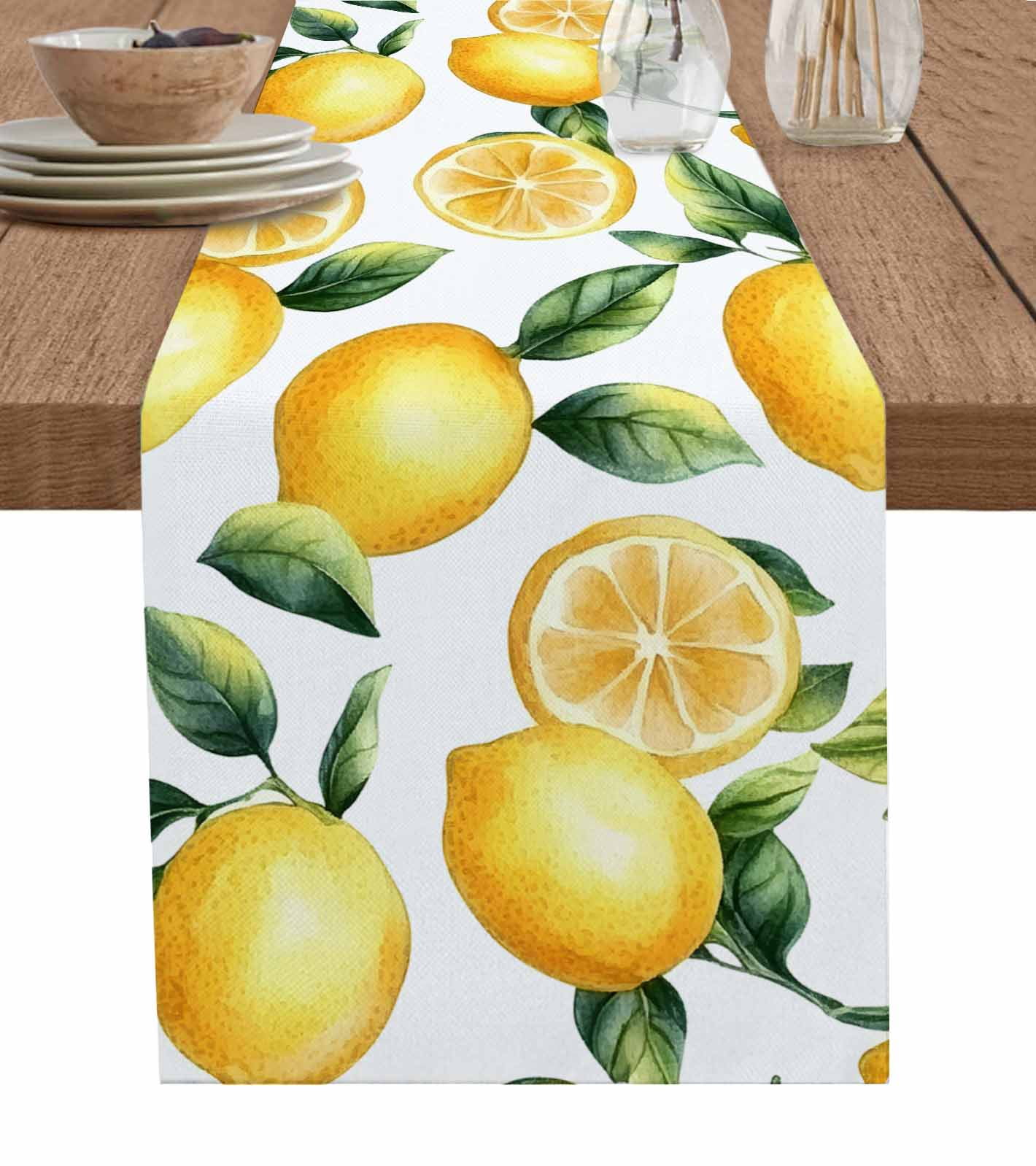 Table Runner Dresser Scarf 18 x 72 Inch Watercolor Lemon Summer Yellow ...