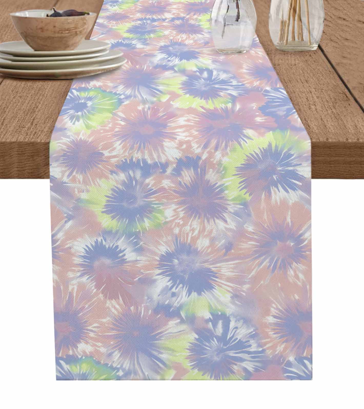 Table Runner Dresser Scarves 108 Inch Long,Abstract Colorful Tie Dye ...