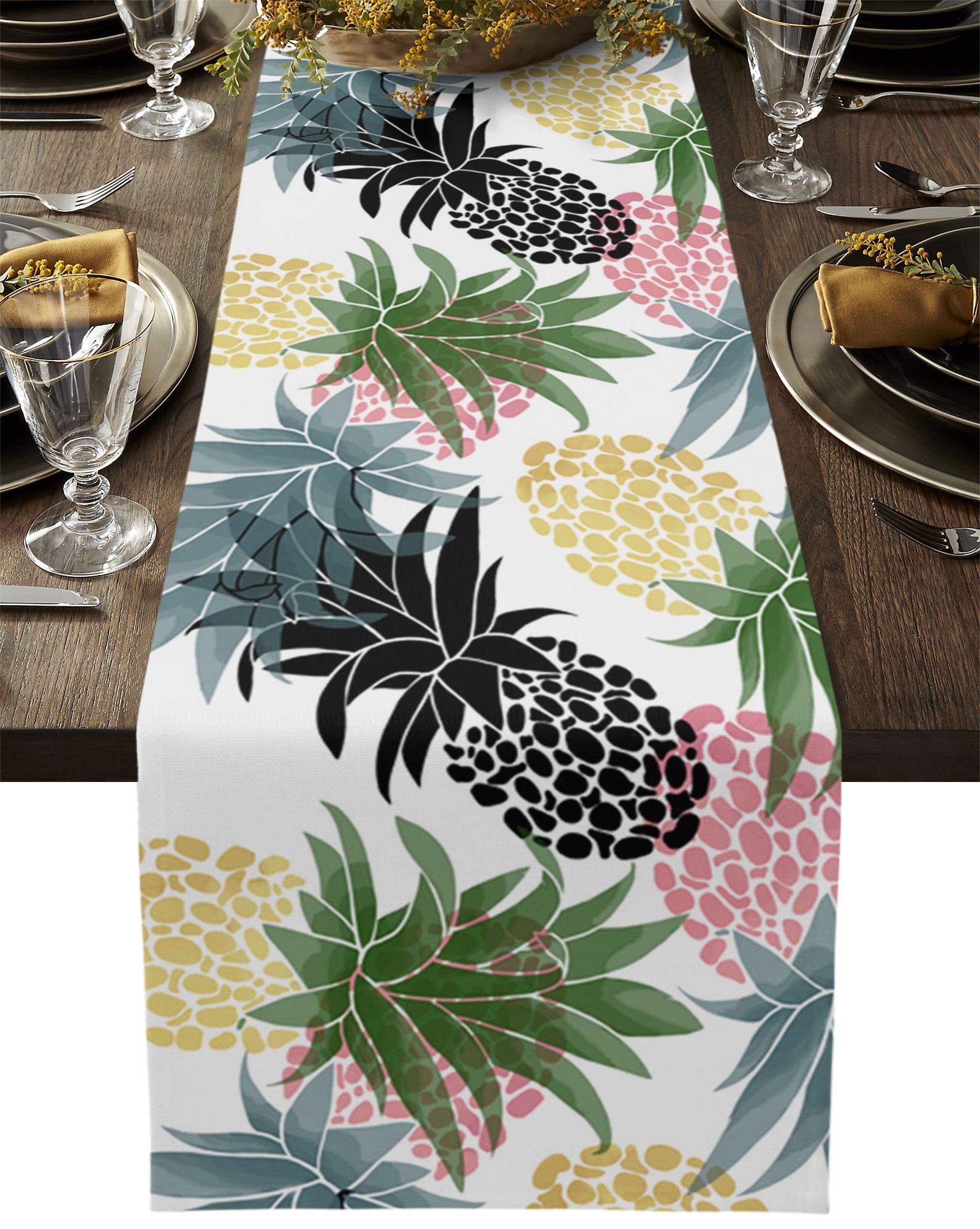Table Runner Dresser Scarves 108 Inch Long, Abstract Pineapple Texture ...