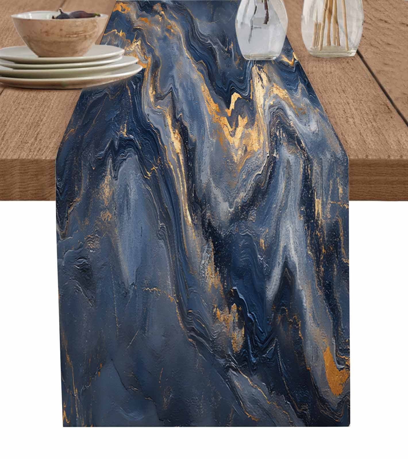 Table Runner Dresser Scarves 108 Inch Long,Abstract Wave Stripe Marble ...