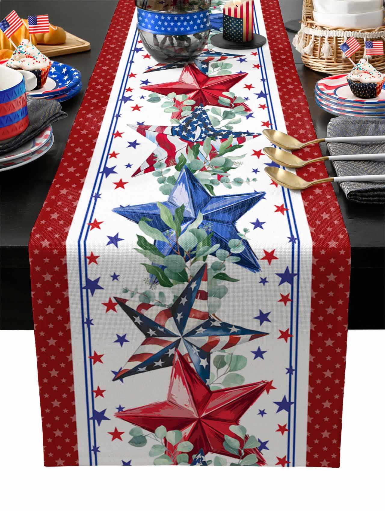 Table Runner Dresser Scarves 108 Inch Long,Independence Day Patriotic ...