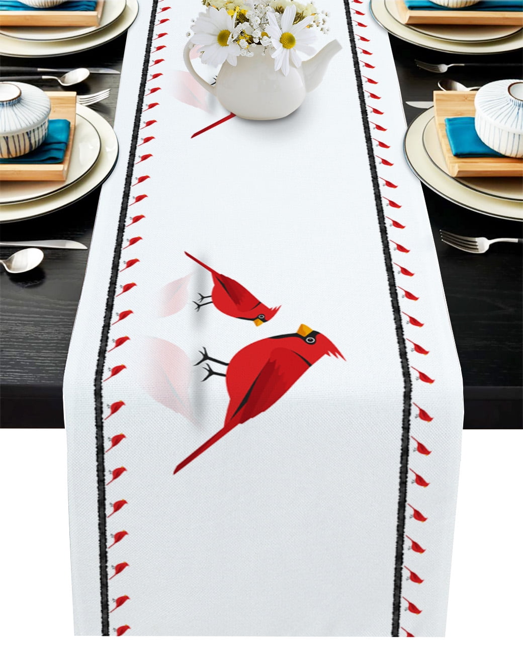 Table Runner Dresser Scarves 108 Inch Long, Red Cardinal Bird Animal on ...
