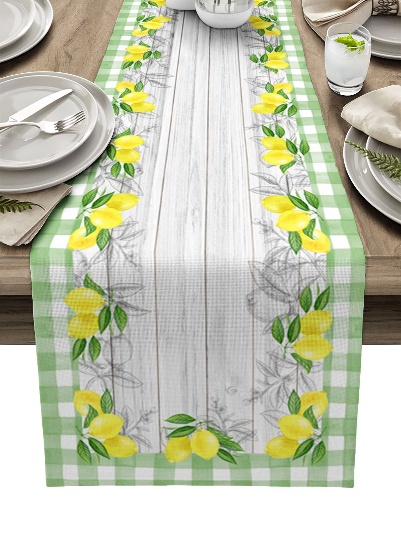 Table Runner Dresser Scarves 108 Inch Long, Rustic Watercolor Sketch ...