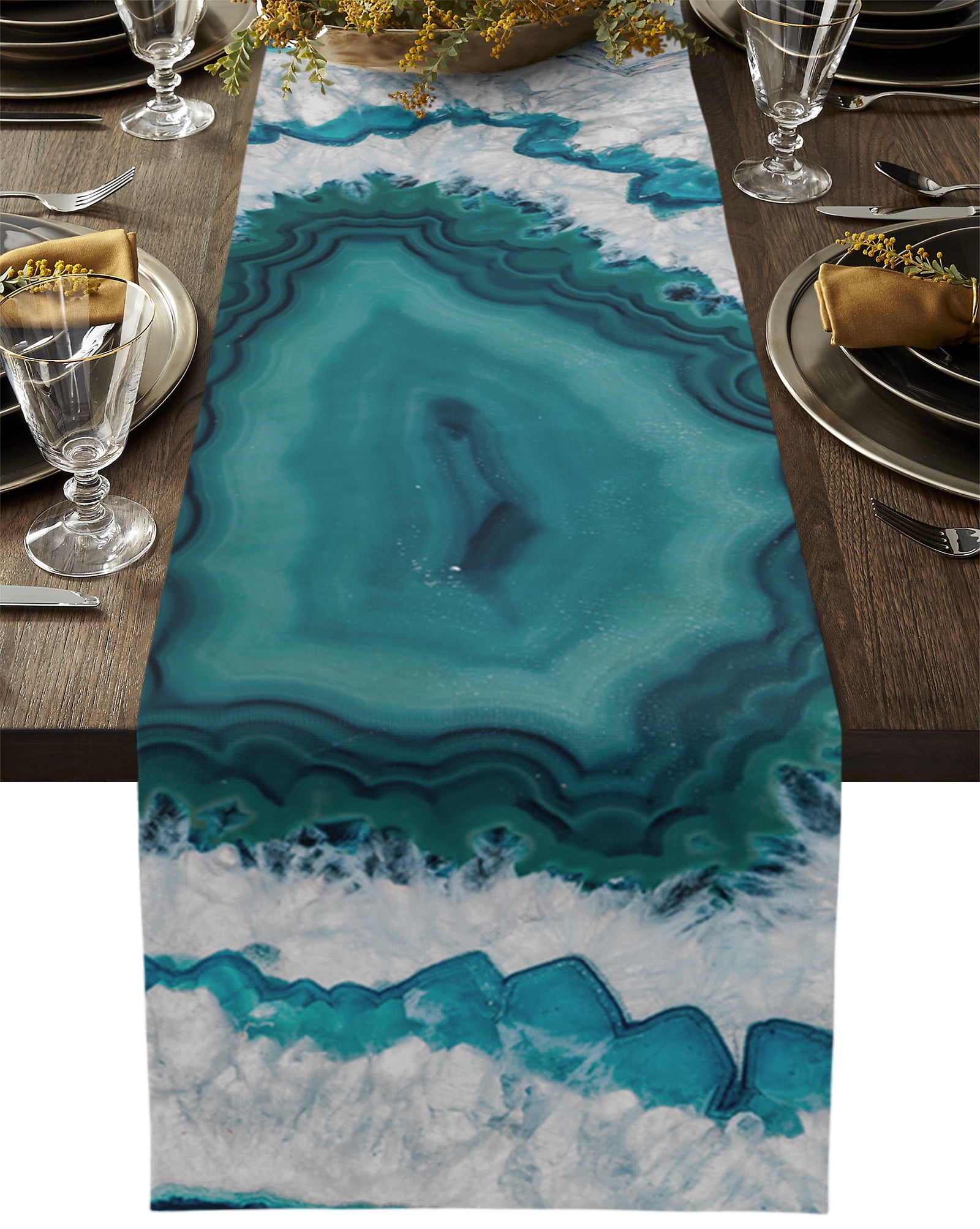 Table Runner Dresser Scarves 120 Inch Long, Abstract Wild Agate Stone ...