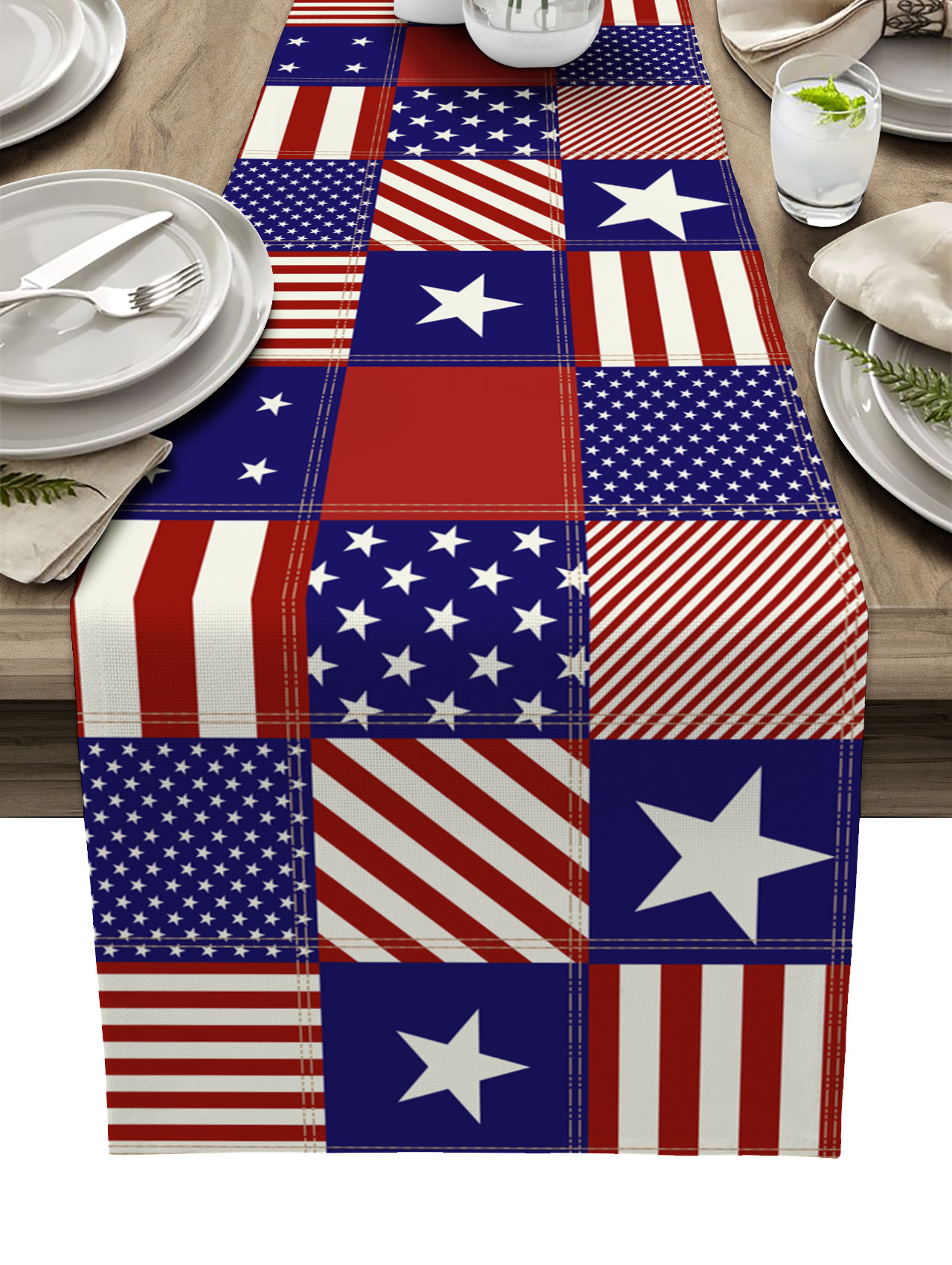 Table Runner Dresser Scarves 120 Inch Long, Memorial Day Patriotic Star ...